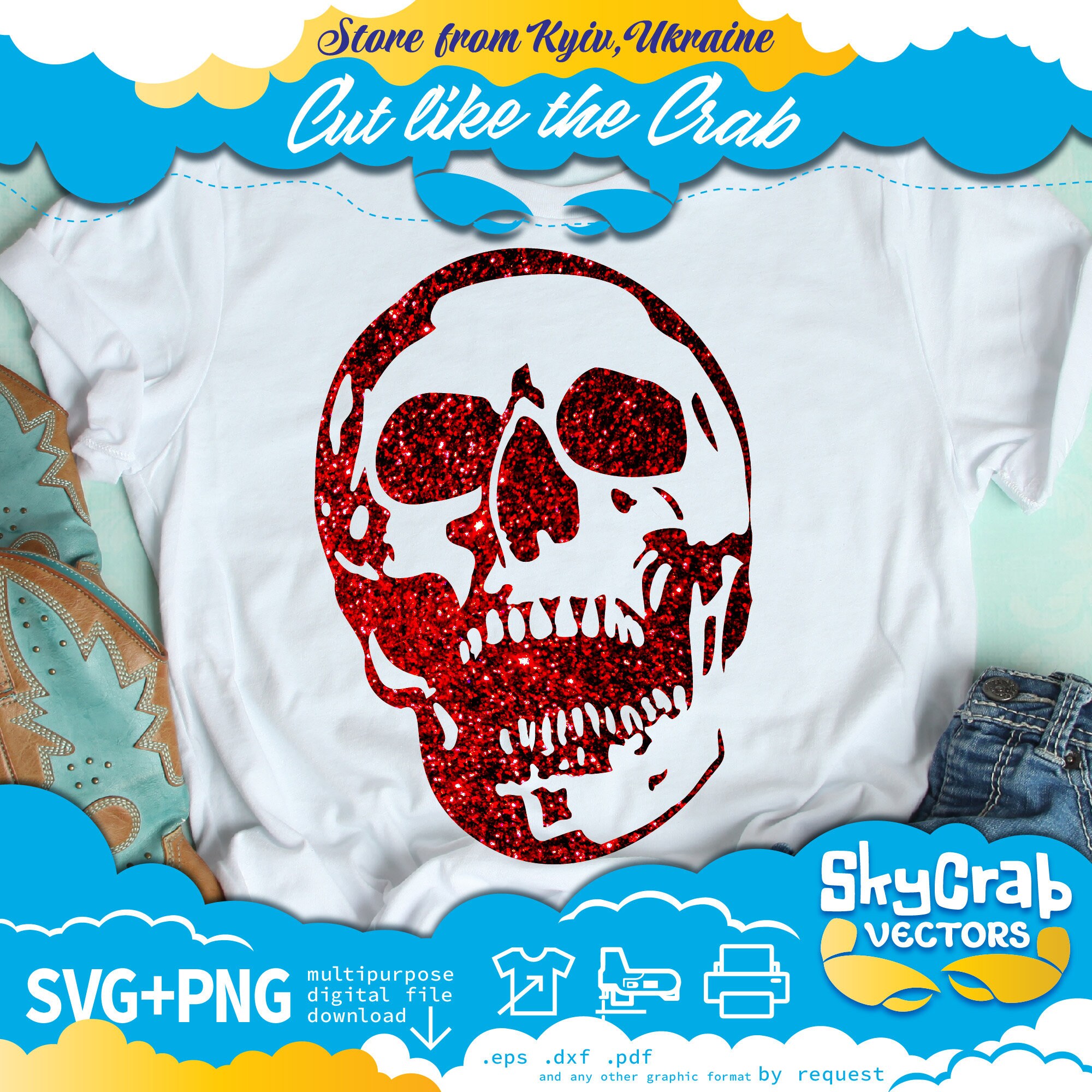 Screaming Skull Clipart SVG, PNG, Solid Shape for Dark and White ...