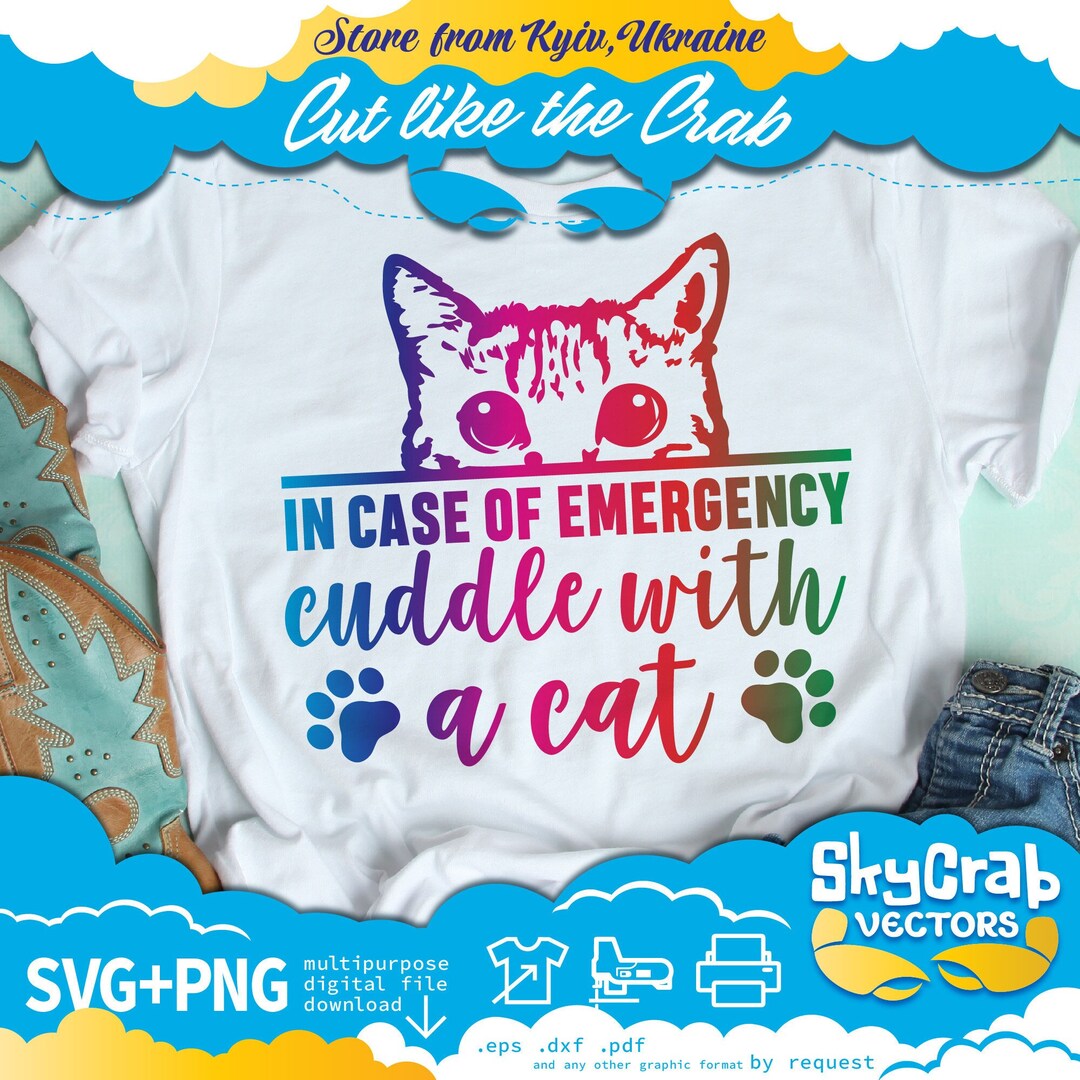 Case Emergency Cuddle Cat SVG, PNG, One Colour Shape Cat Portrait ...