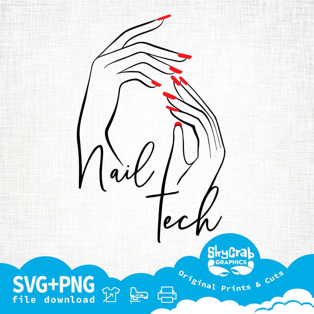 Nail Tech SVG, PNG, Female Hands With Manicure, Red Perfect Nails ...