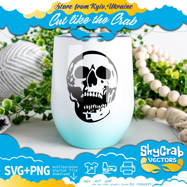 Screaming Skull Clipart SVG PNG Solid Shape for Dark and - Etsy