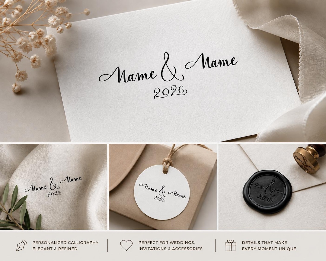 Custom Calligraphy Couple Names | Modern Hand-lettered Wedding Art ...