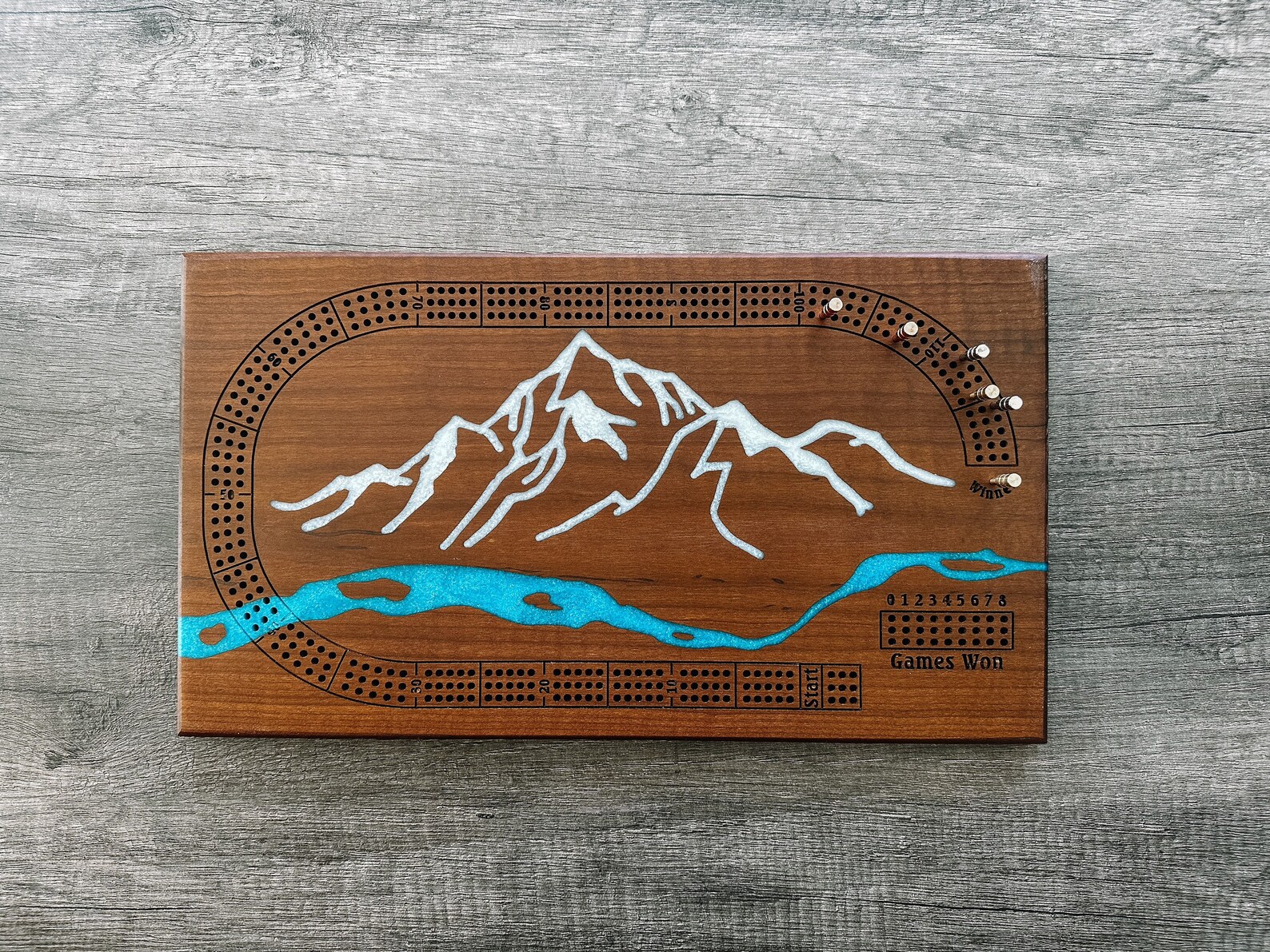 Cribbage Boards Walnut Maple Epoxy Resin Mountain River Crib - Etsy Canada