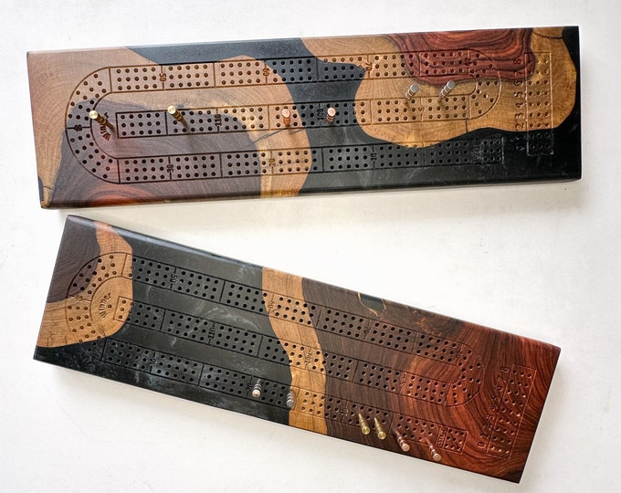 Hand Made Live Edge Wood and Epoxy Cribbage Boards - Etsy