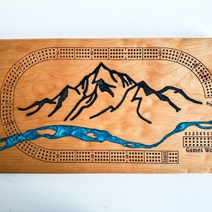 Cribbage Boards | Walnut Maple Epoxy Resin Mountain River Crib Boards ...