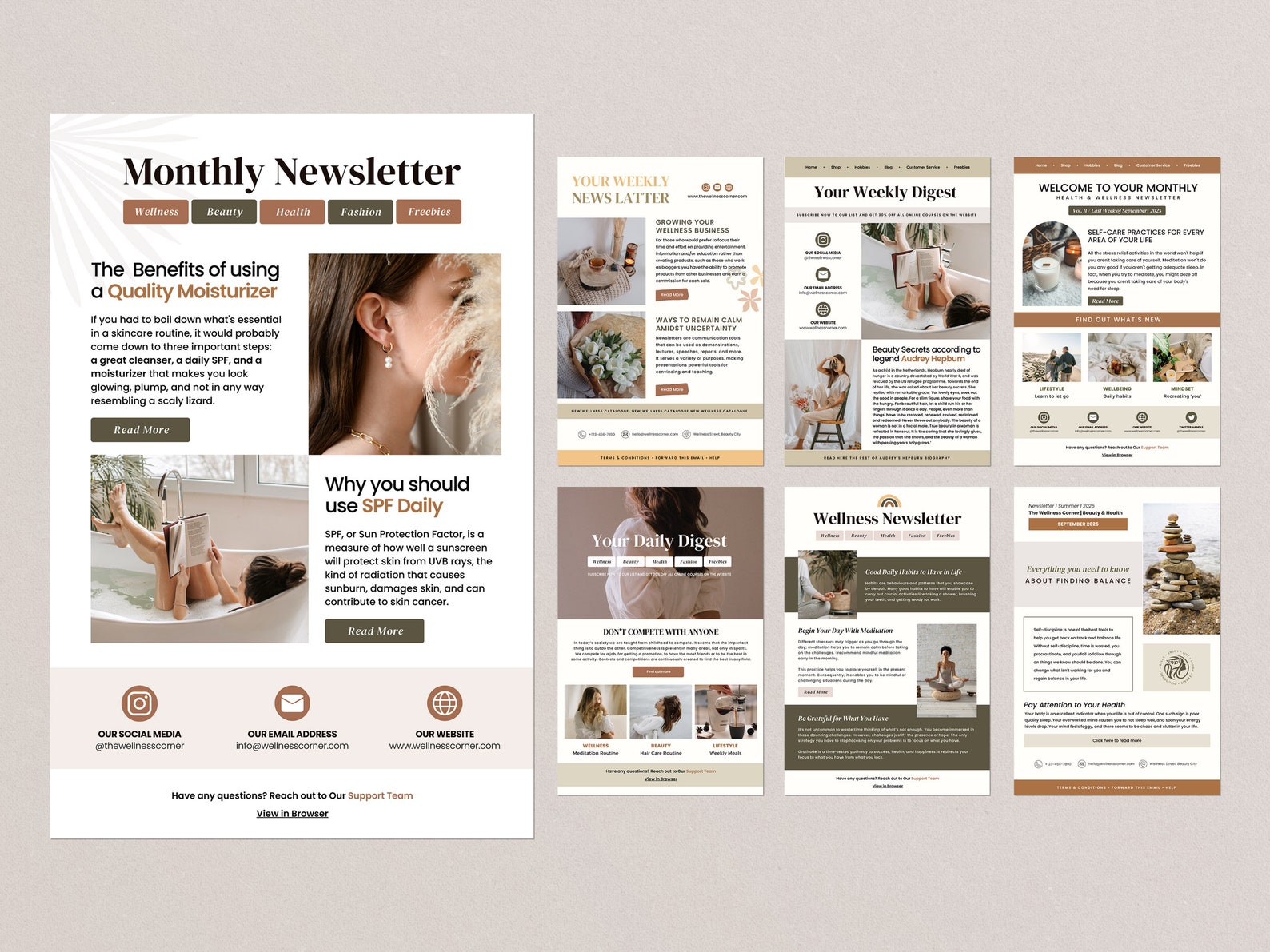 Boho Wellness Newsletter Templates Beauty and Wellness Editable Email ...