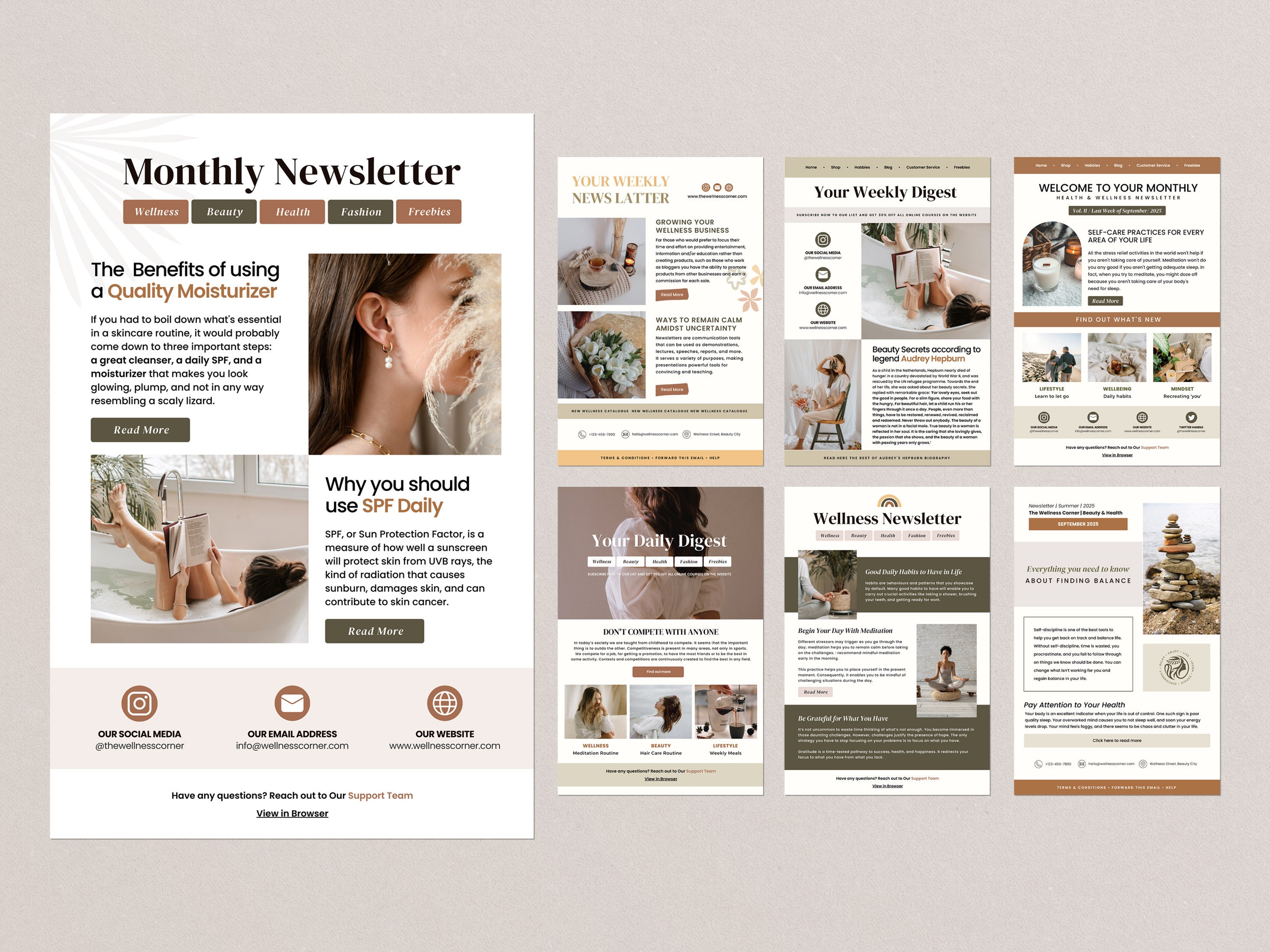 Boho Wellness Newsletter Templates Beauty and Wellness Editable Email ...