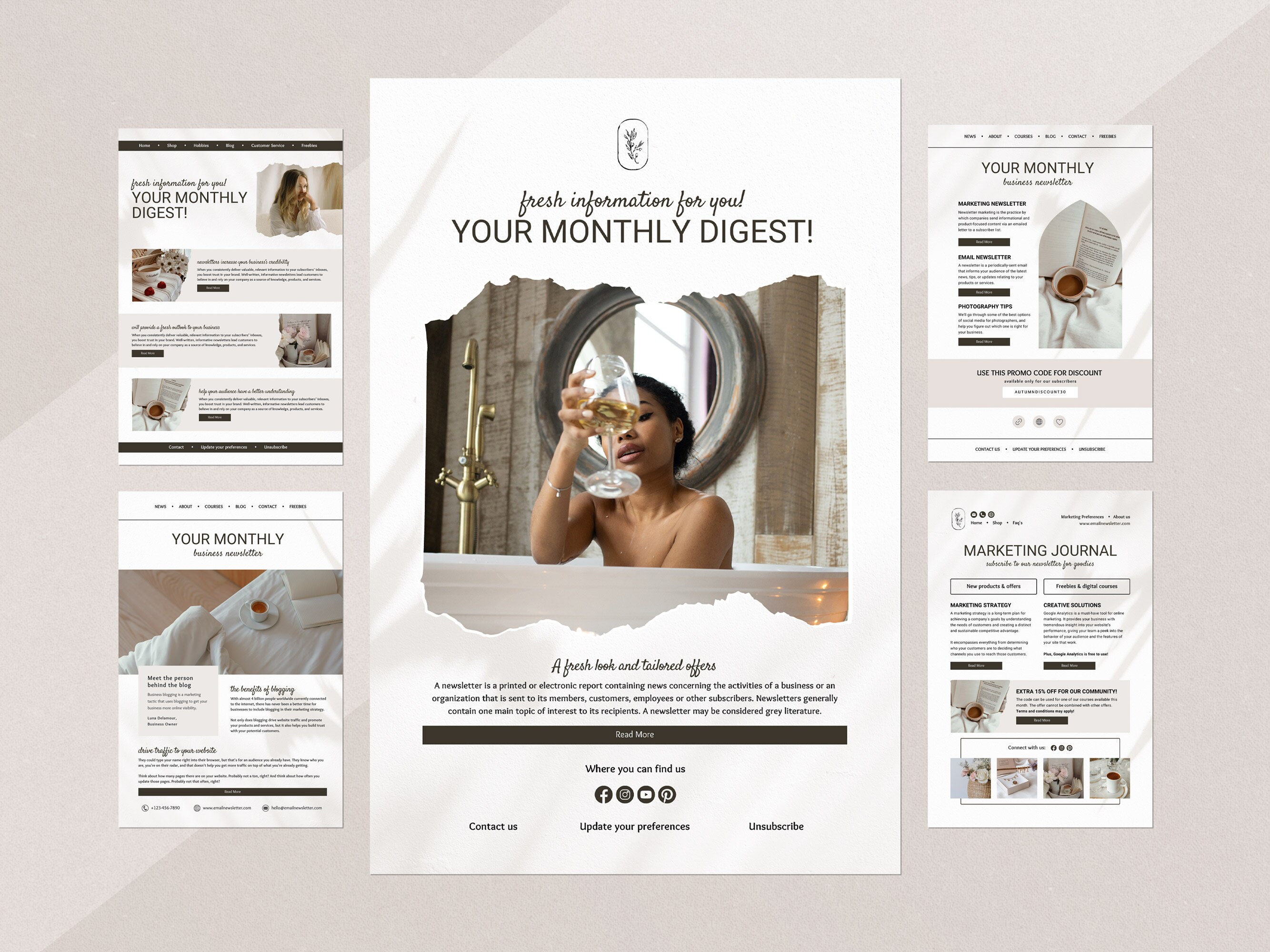 Feminine Email Marketing Newsletter Templates Chic Email Newsletter ...