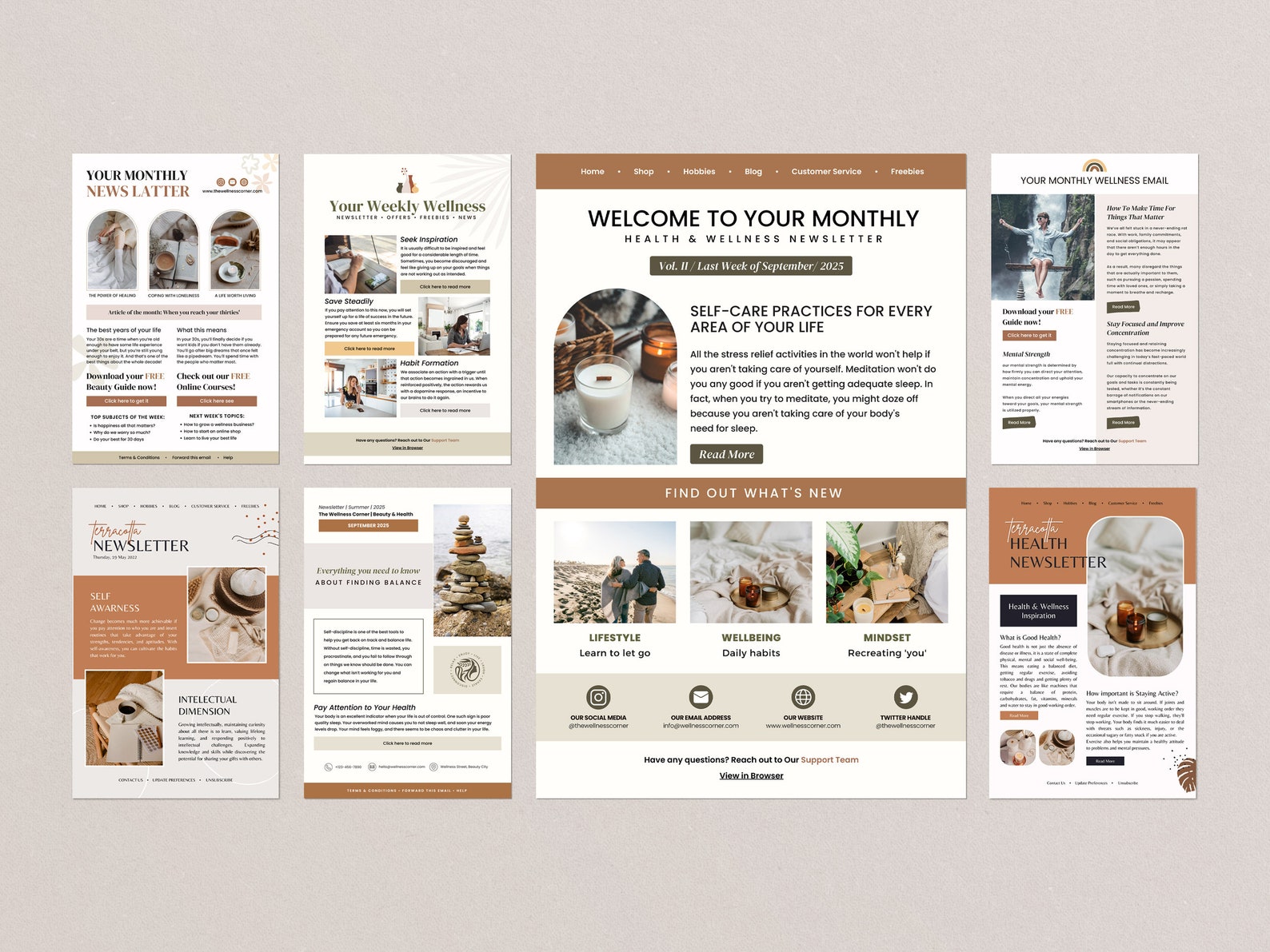 Boho Wellness Newsletter Templates Beauty and Wellness Editable Email ...