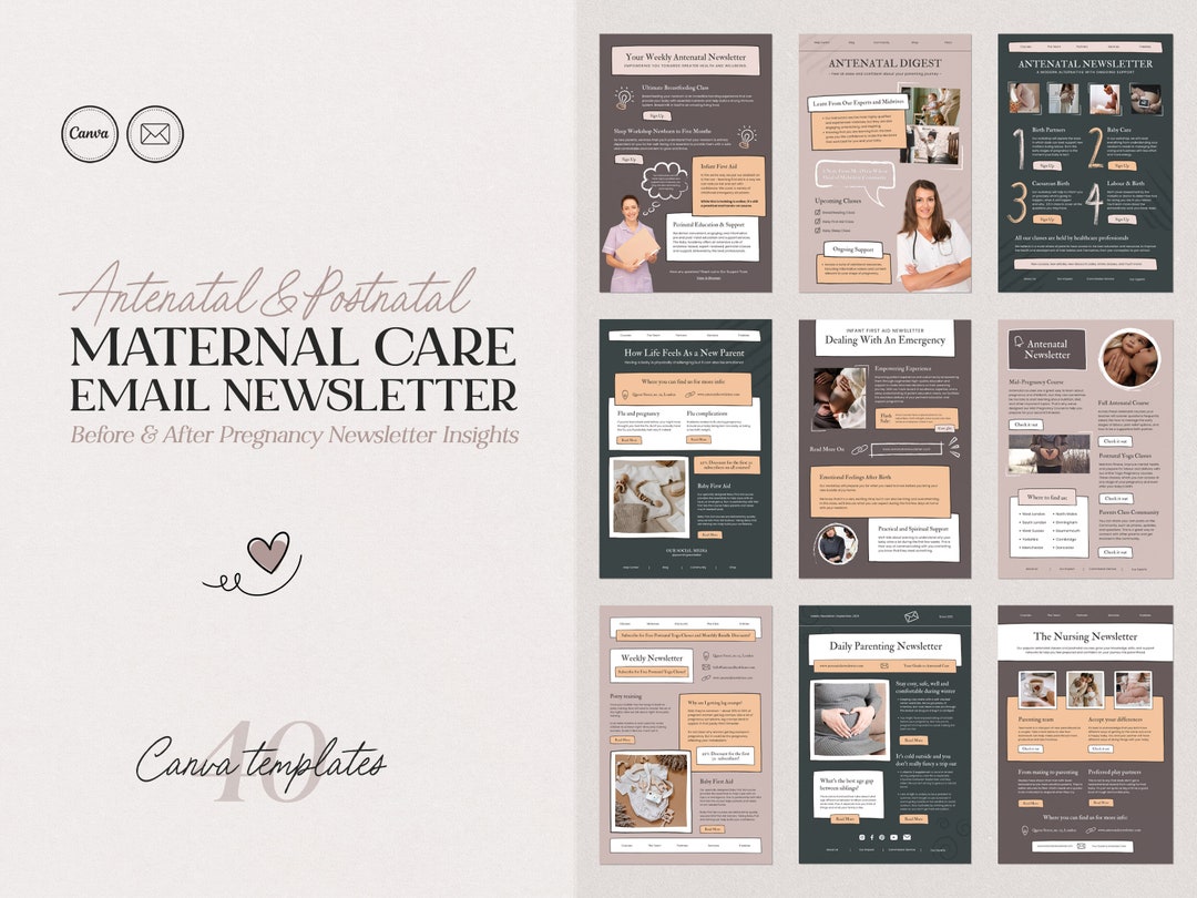 Email Newsletter Maternal Care Canva | Maternity Template Canva | Email ...