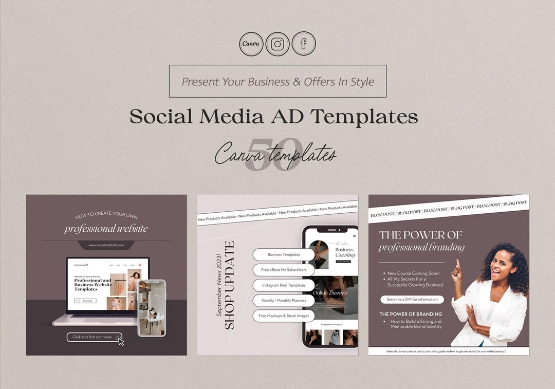 Canva Social Media Ad Templates for Instagram | Editable Marketing ...