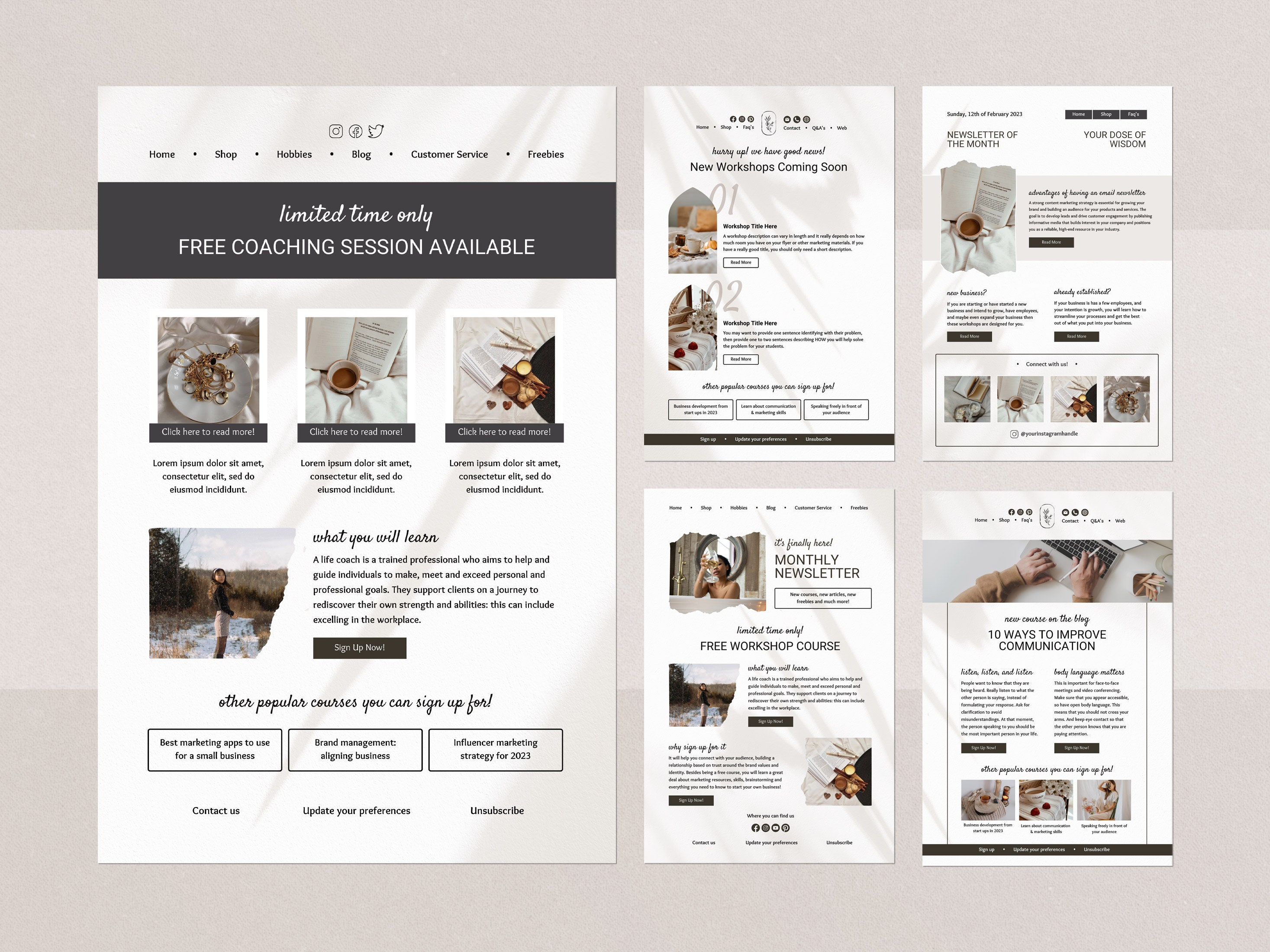 Feminine Email Marketing Newsletter Templates Chic Email Newsletter ...