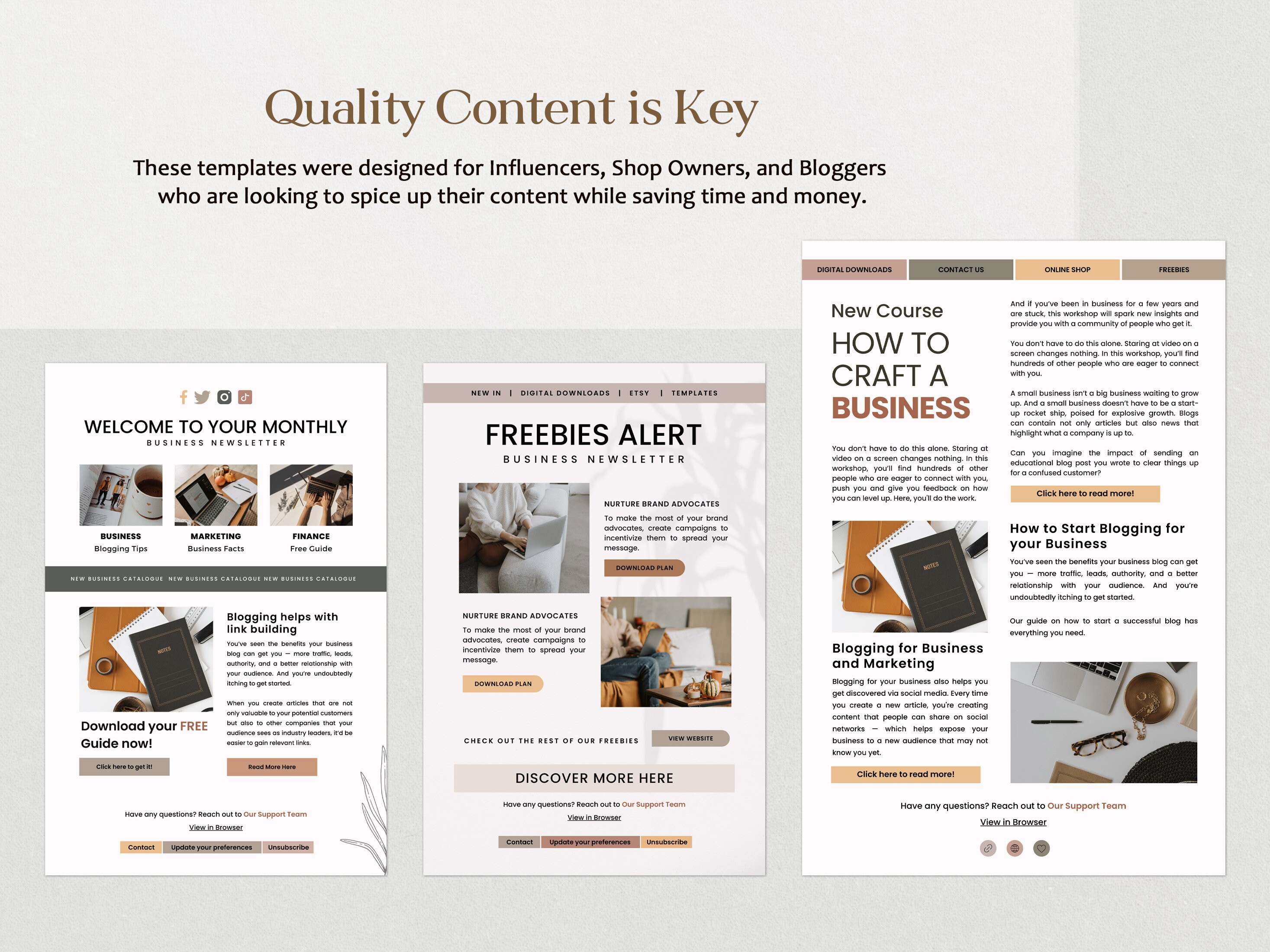 Editable Neutral Email Newsletter Canva Template Kit for Elegant ...