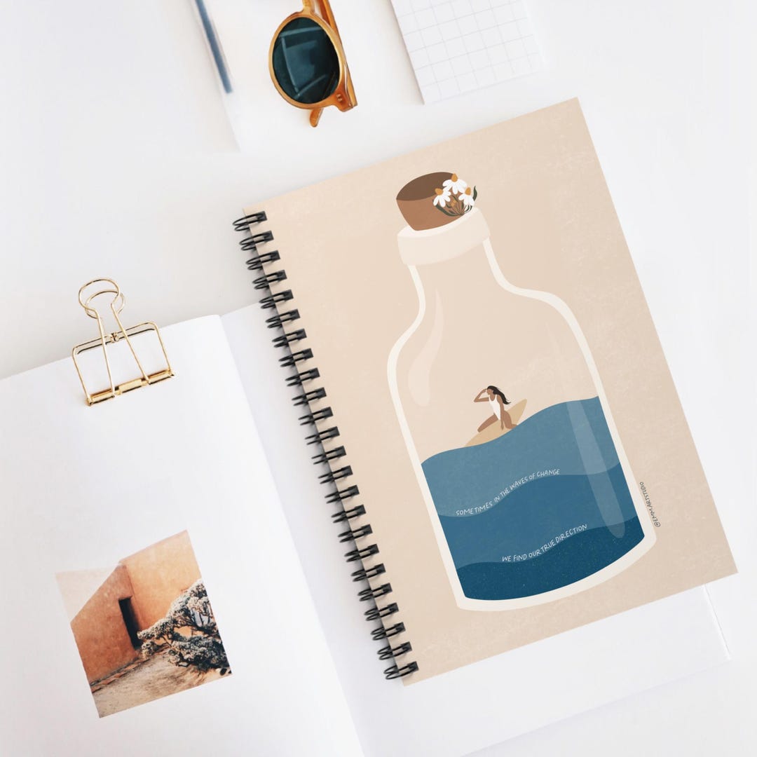 Inspirational Spiral Notebook With Hand-drawn Illustration and ...