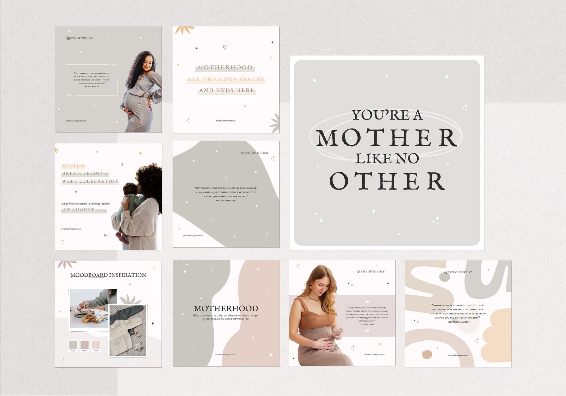Motherhood Instagram Templates Canva | Bohemian Parenting Templates ...