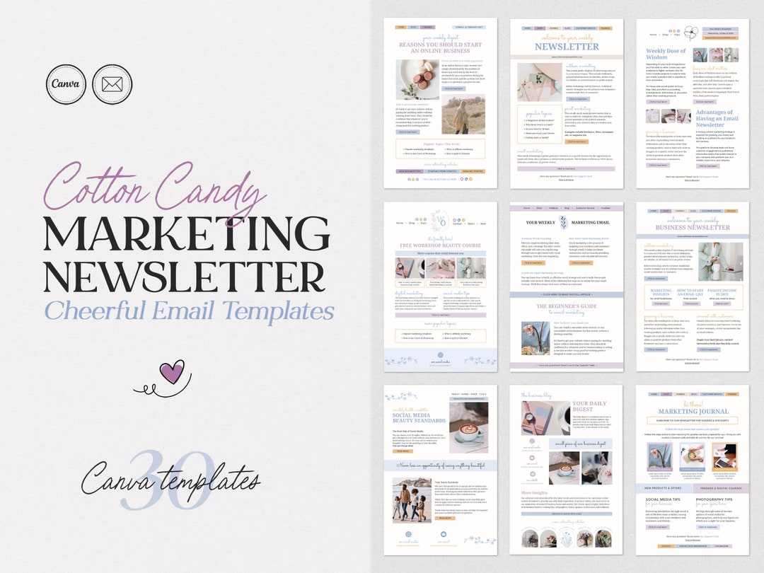 Email Newsletter Marketing Templates Cheerful Cotton Candy Email ...
