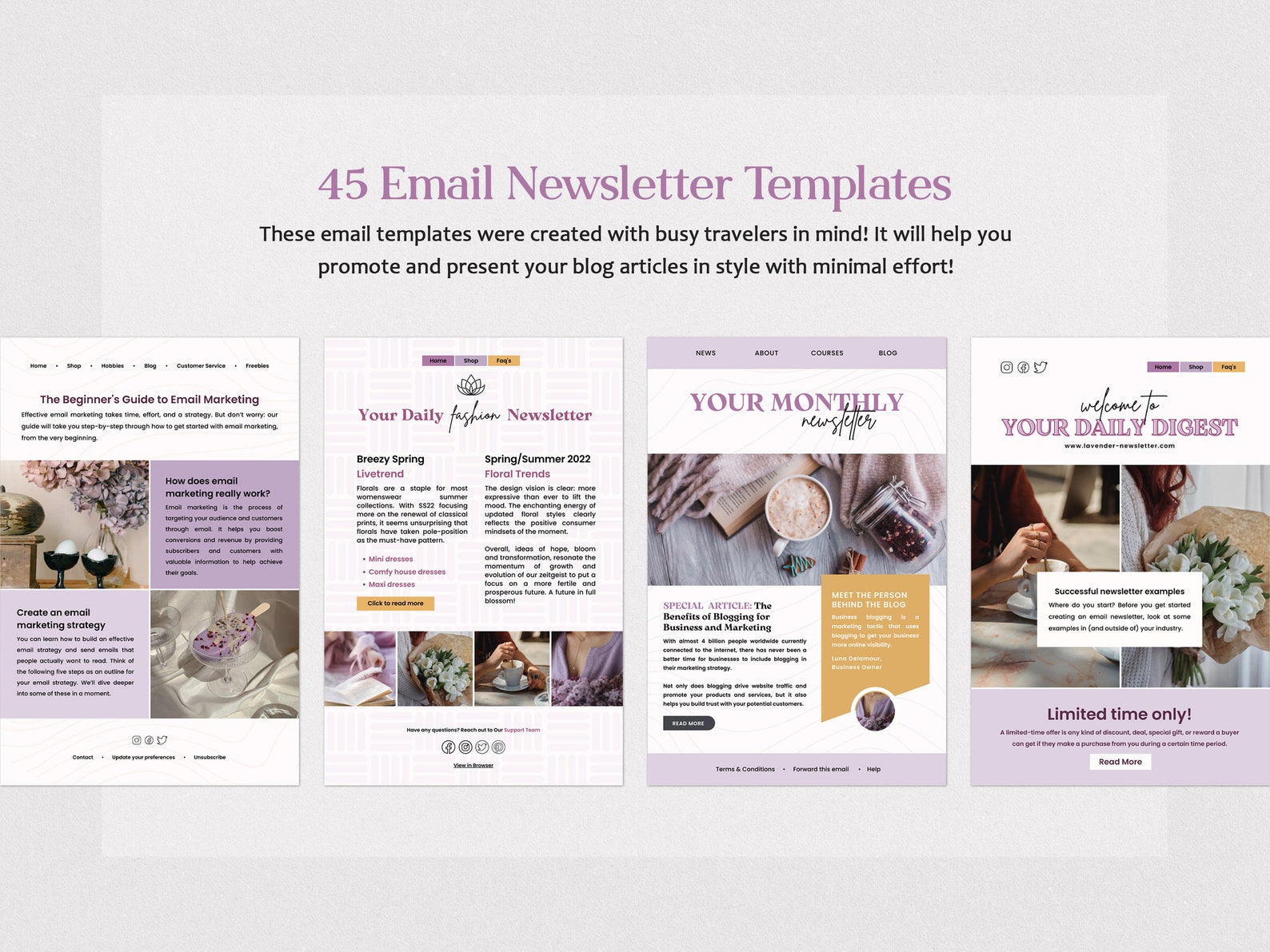 Newsletter Travel Blogger Templates Mailchimp Newsletter - Etsy