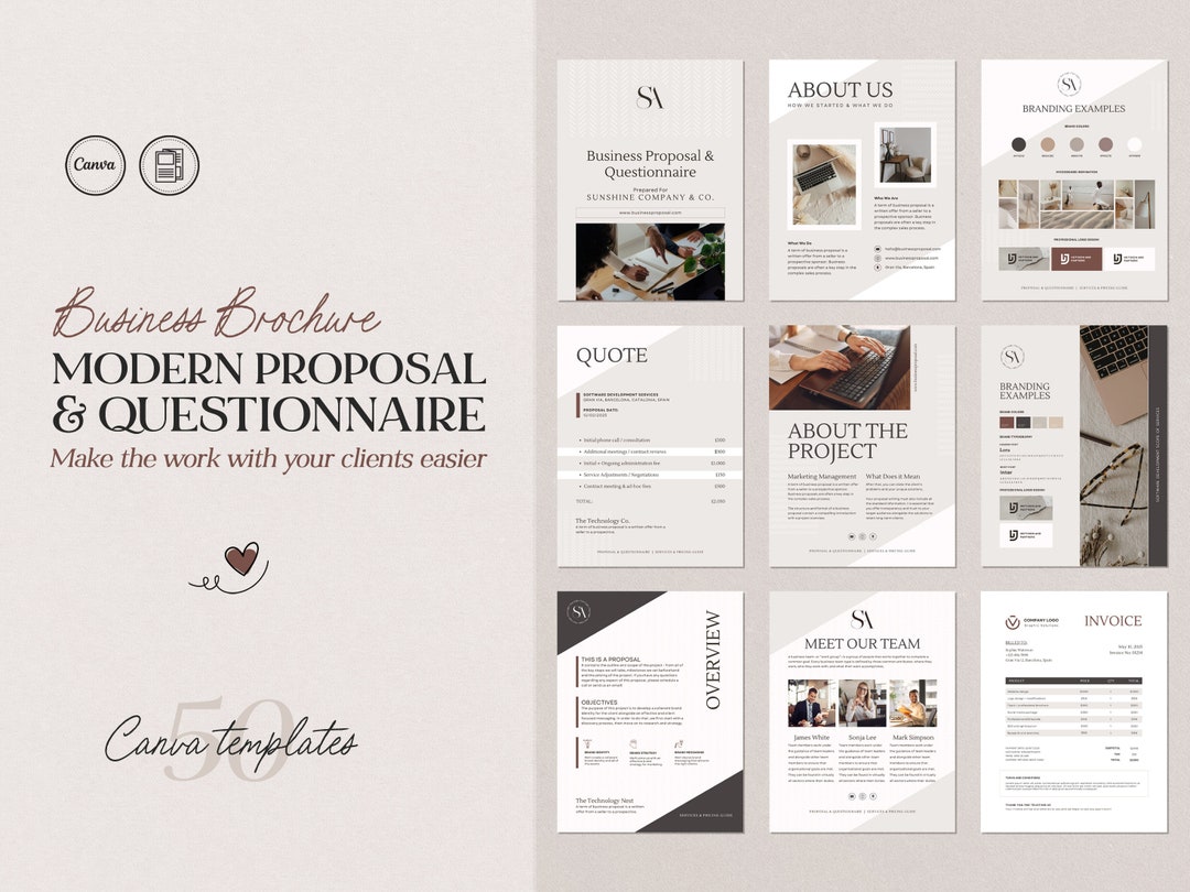 Proposal & Questionnaire Brochure | Business Editable Templates ...
