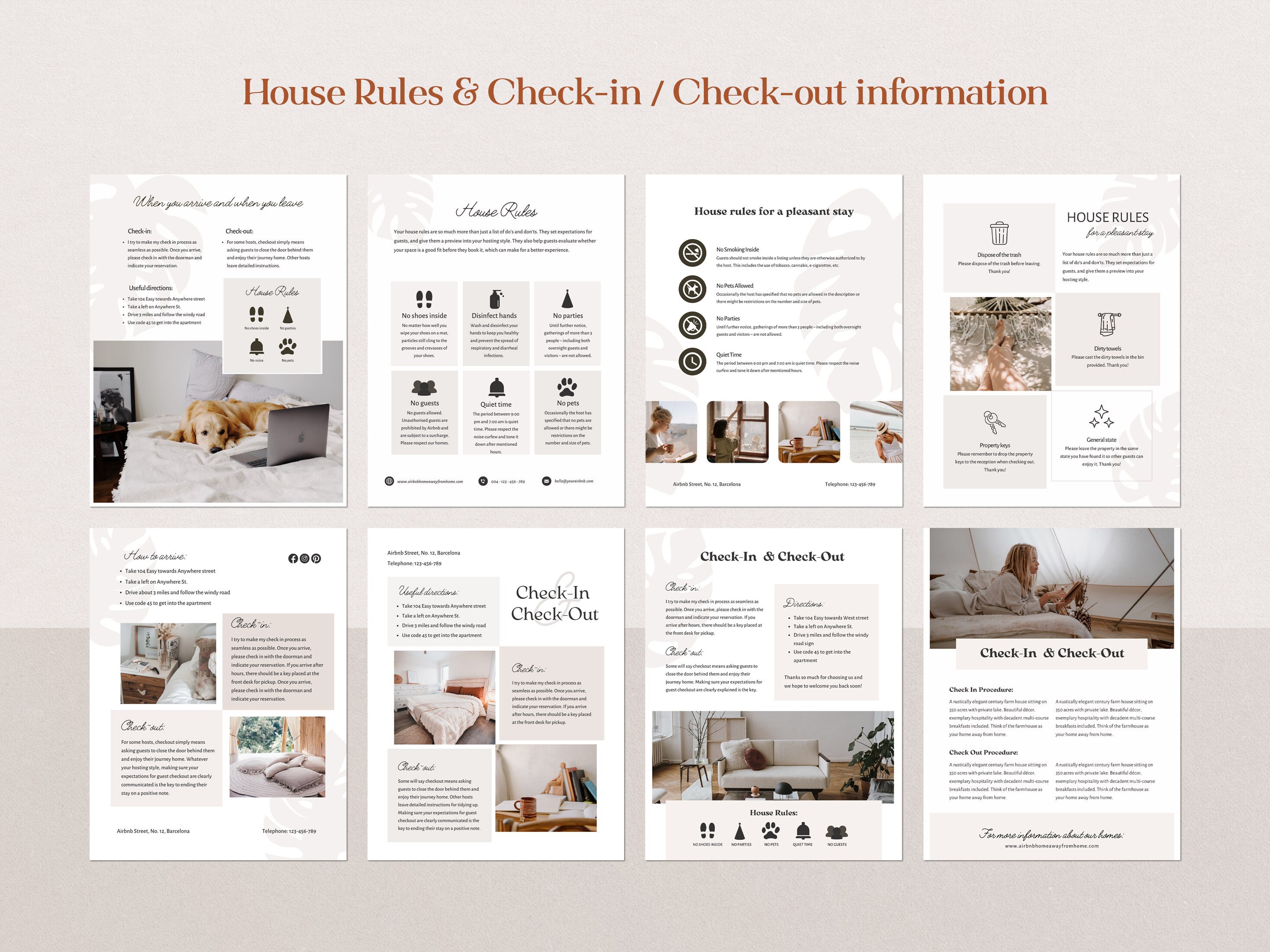 Airbnb Retro Guest Book | Canva Brochure Airbnb Business | Retro ...