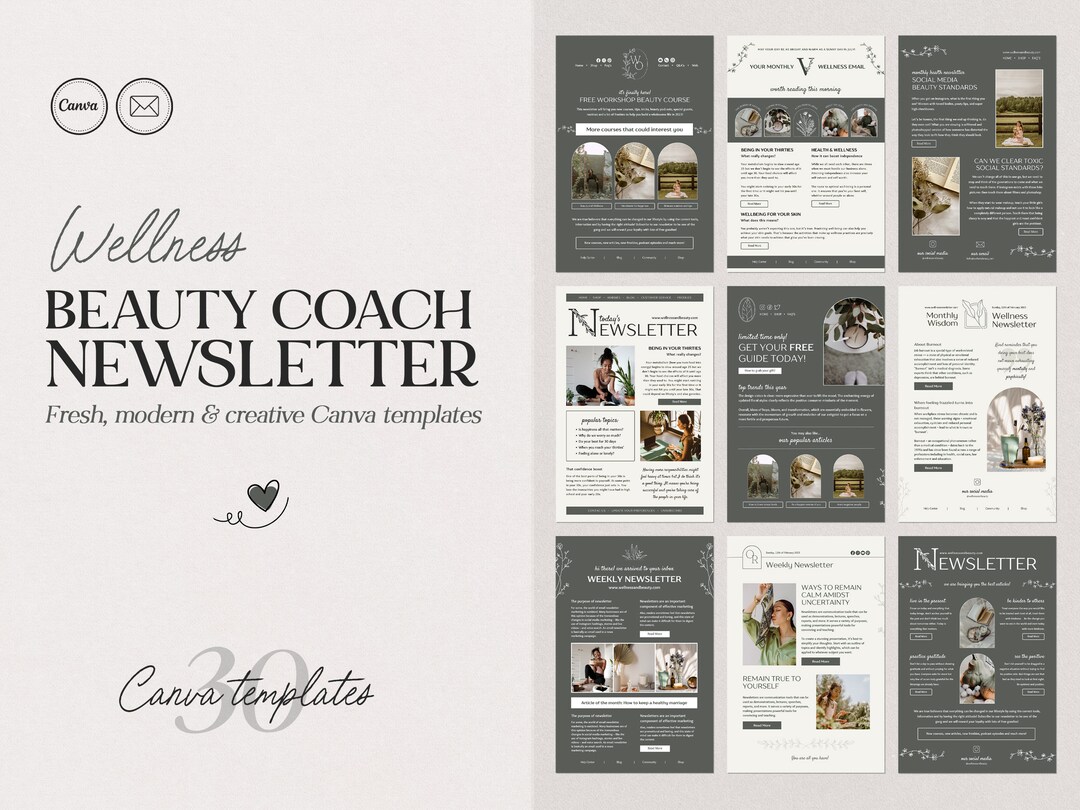 Wellness Email Newsletter Templates | Online Beauty Coach Templates ...