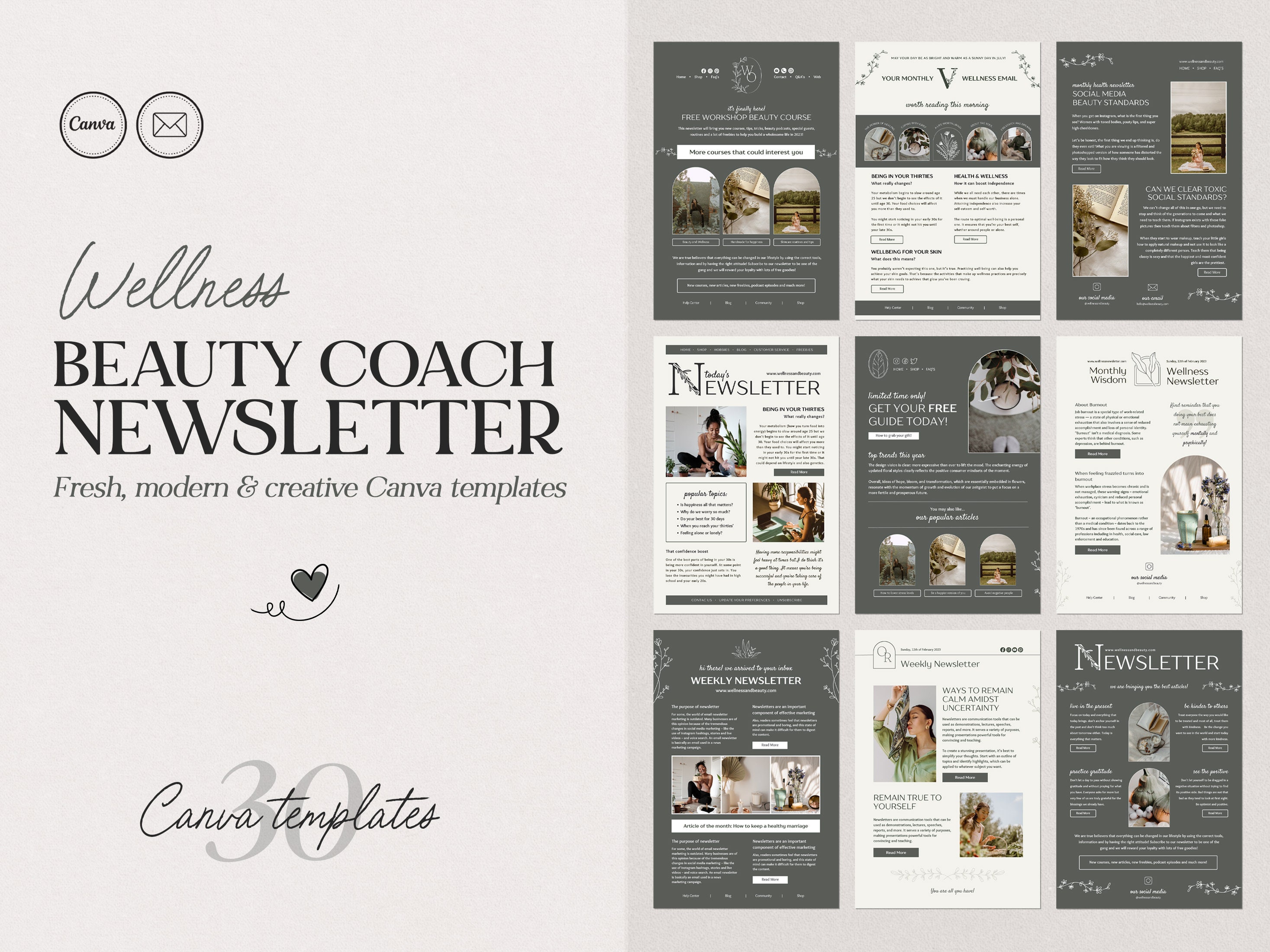 Wellness Email Newsletter Templates | Online Beauty Coach Templates ...