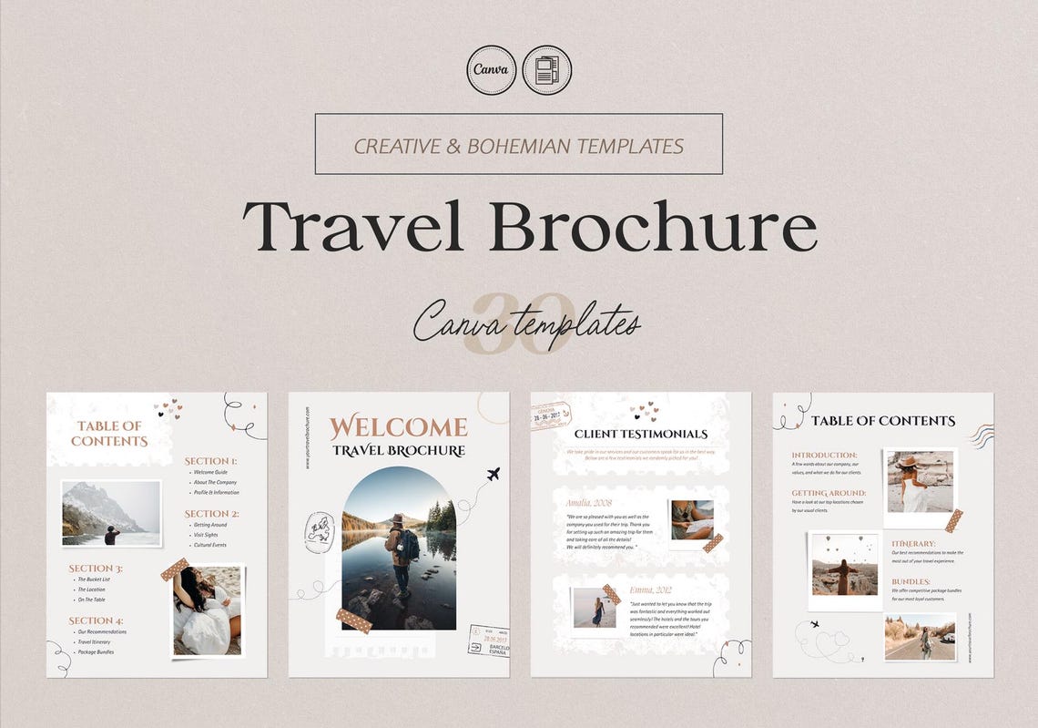 Editable Travel Brochure Canva Template | Agency Flyer Design for ...