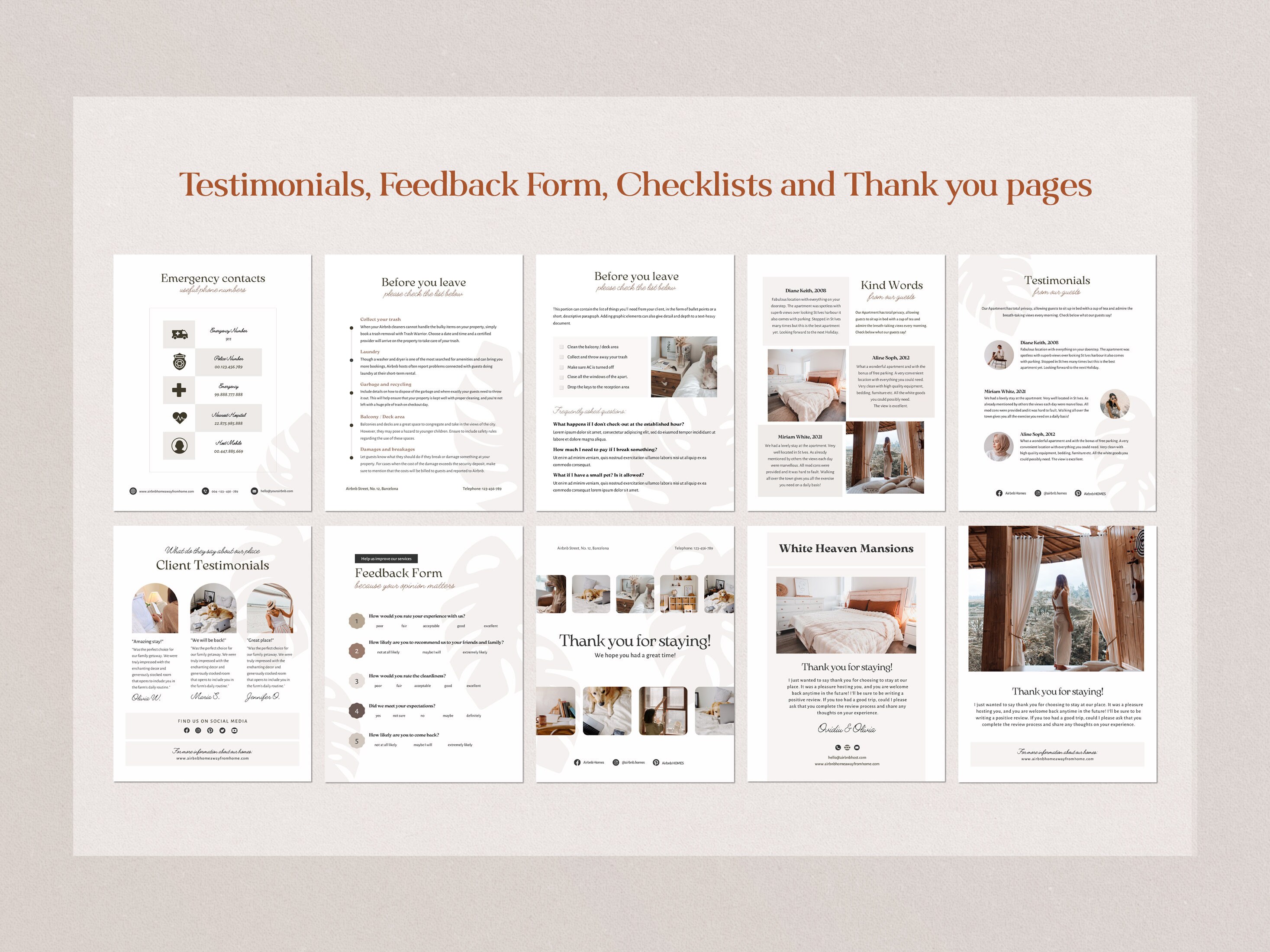 Airbnb Retro Guest Book | Canva Brochure Airbnb Business | Retro ...