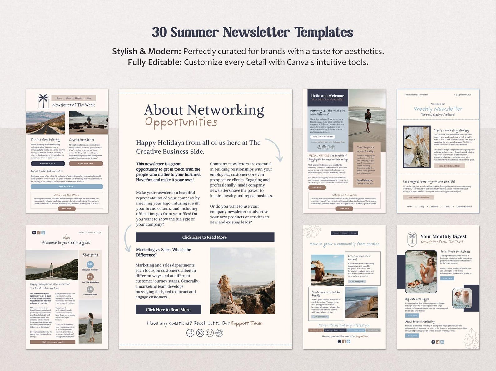 Summer Email Newsletter Templates | Editable Canva Designs for ...