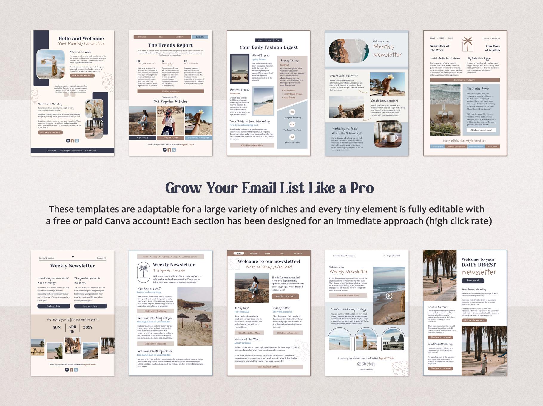 Summer Email Newsletter Templates | Editable Canva Designs for ...