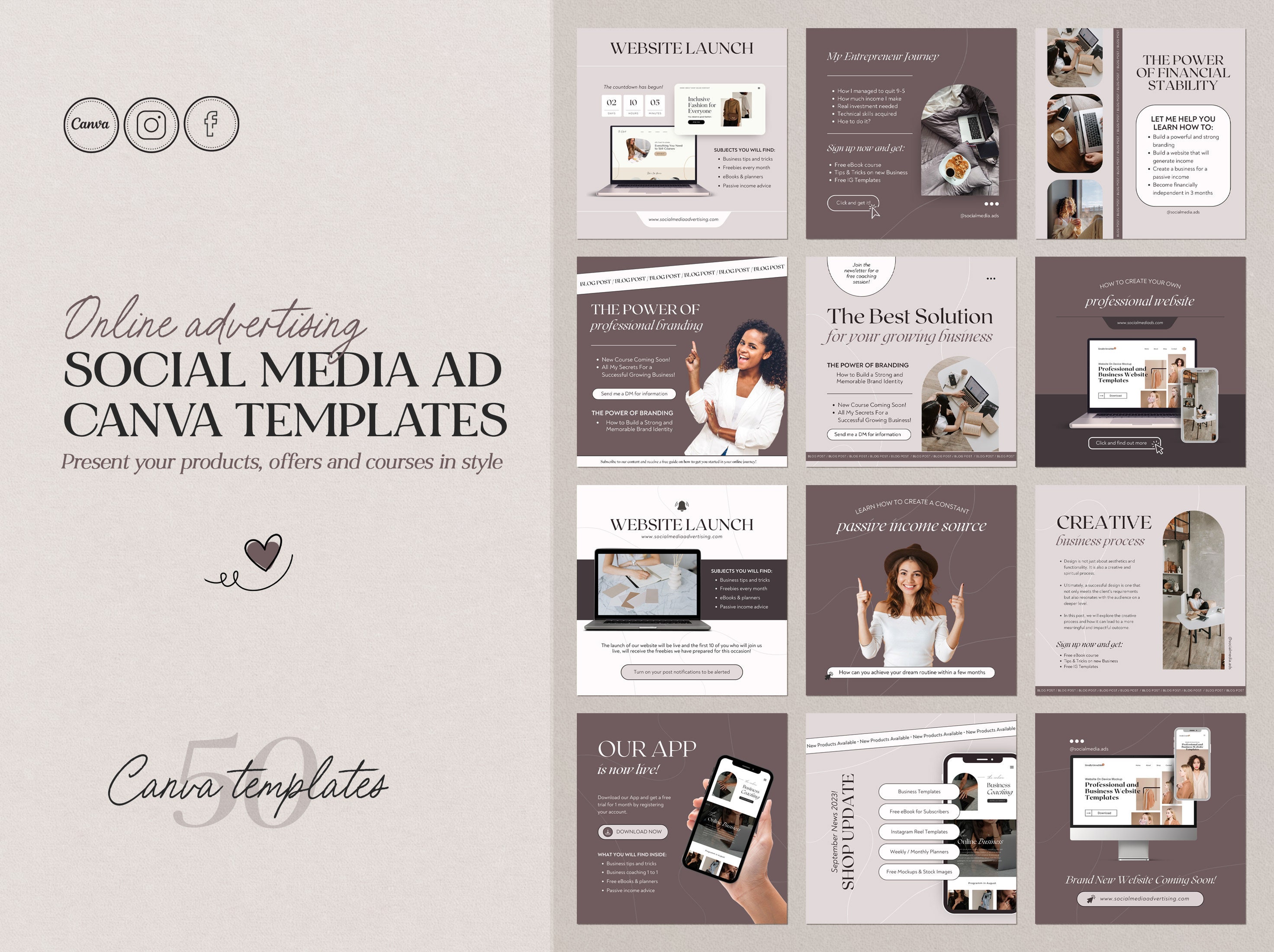 Instagram & Social Media AD Template | Editable Canva Templates for ...