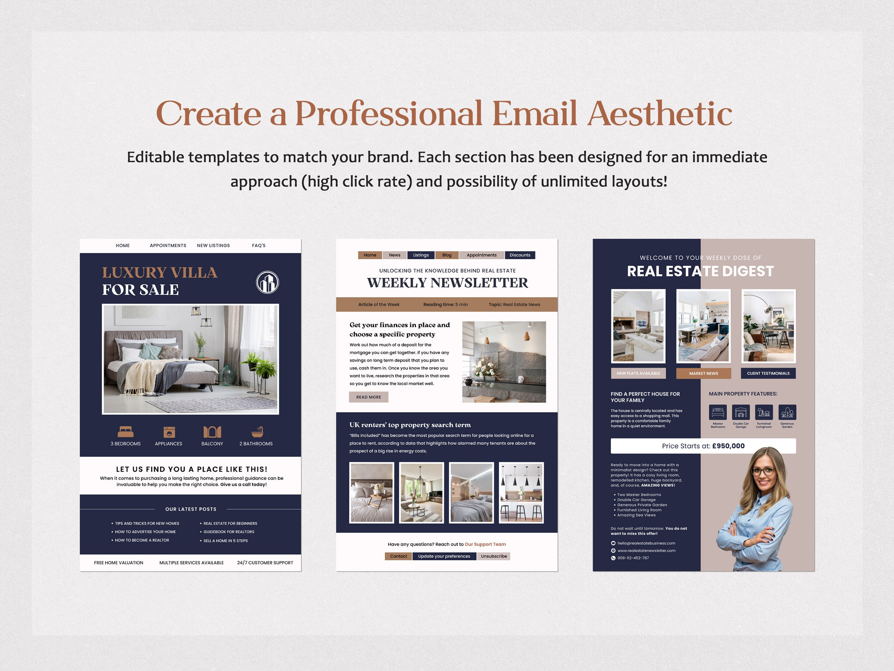 Realtor Newsletter Templates Canva Editable Email Marketing Designs for ...