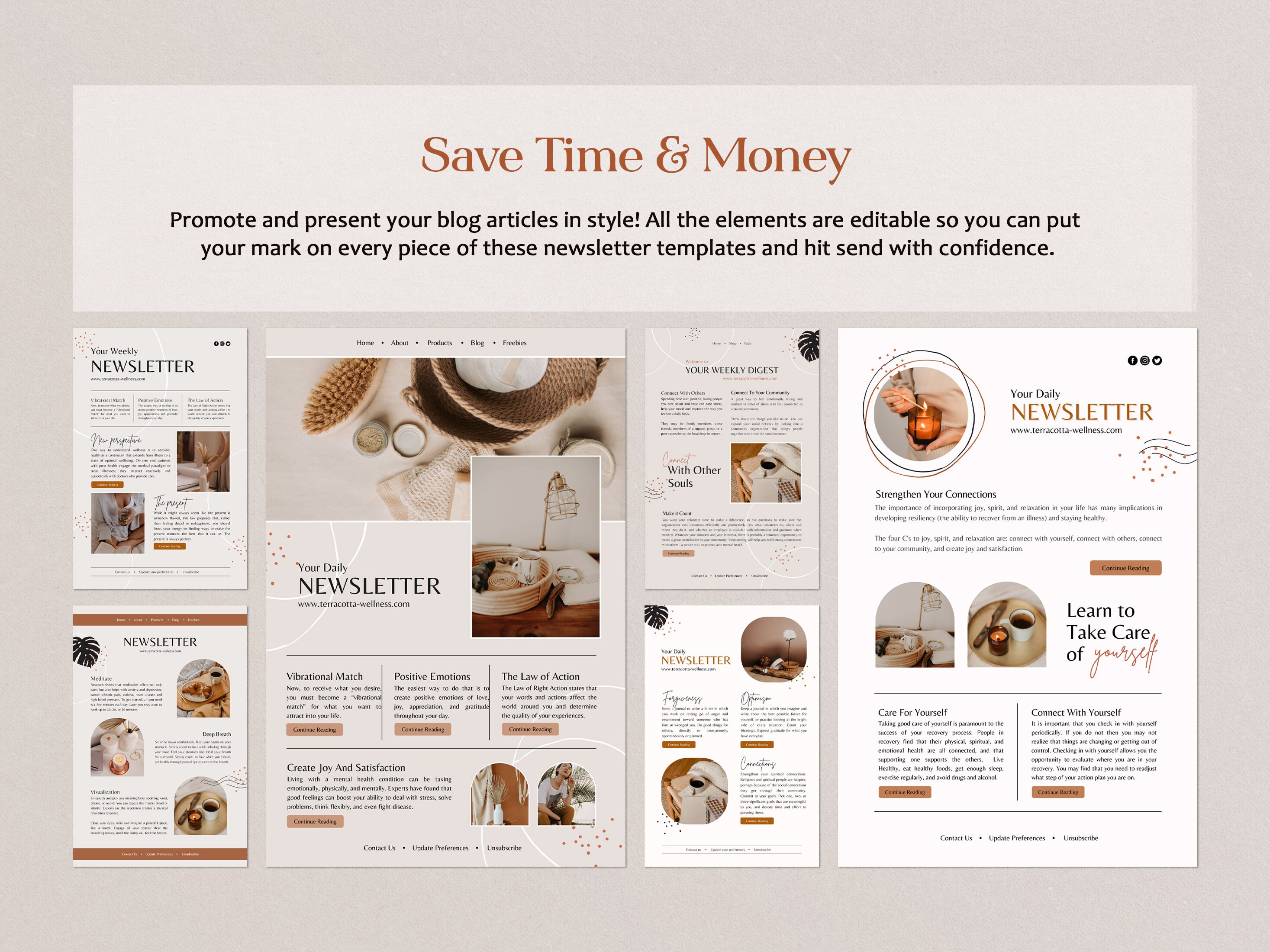 Terracotta Email Newsletter Canva Bundle Email Design Content Creator ...