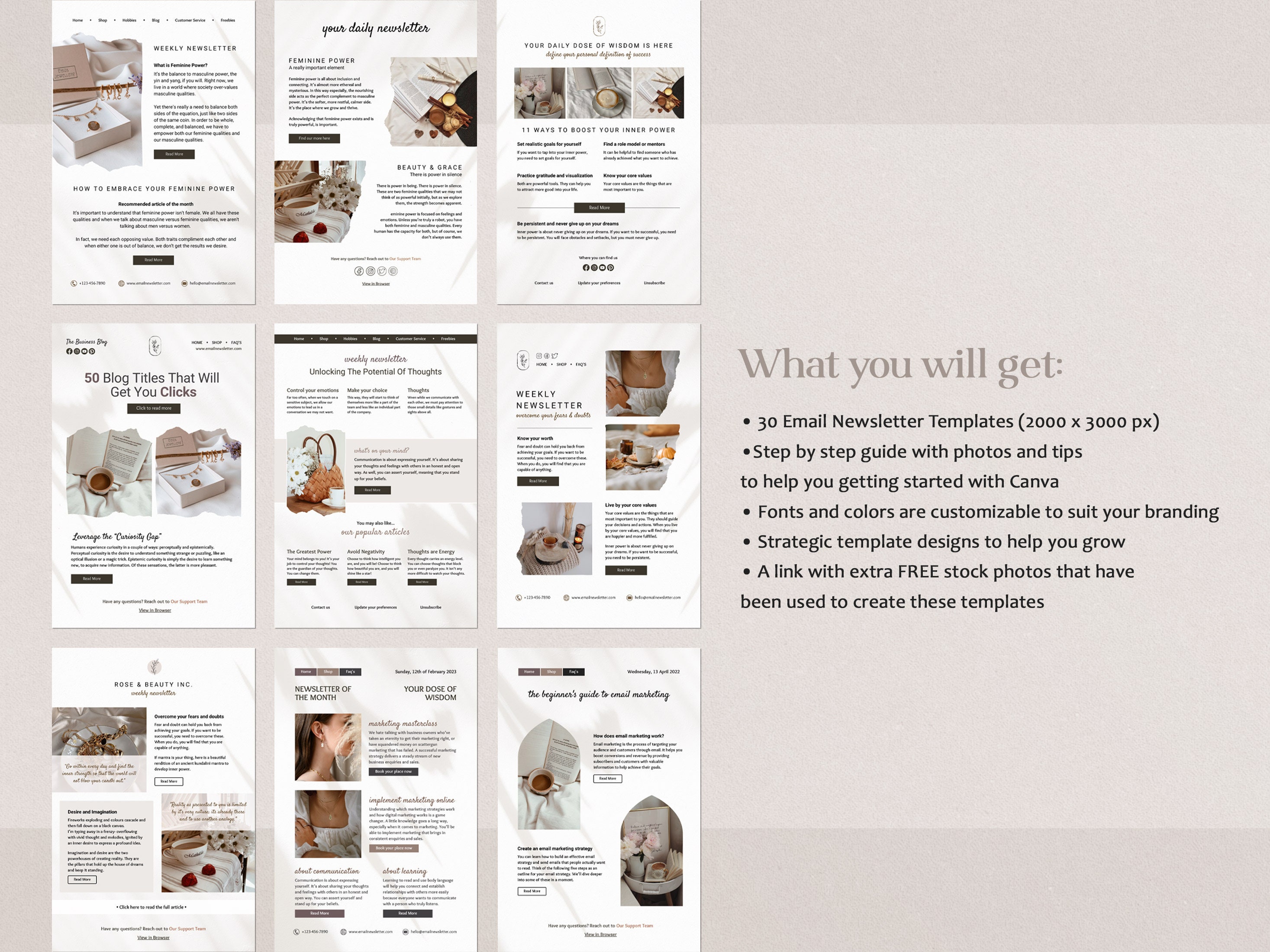 Feminine Email Marketing Newsletter Templates Chic Email Newsletter ...