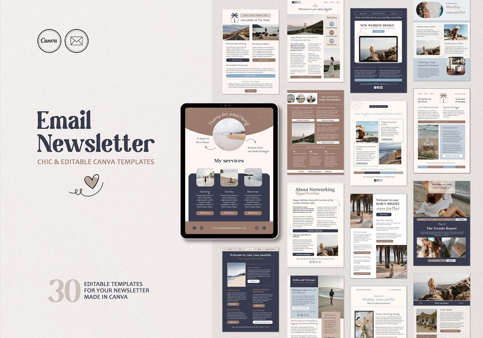 Summer Email Newsletter Templates | Editable Canva Templates for Email ...