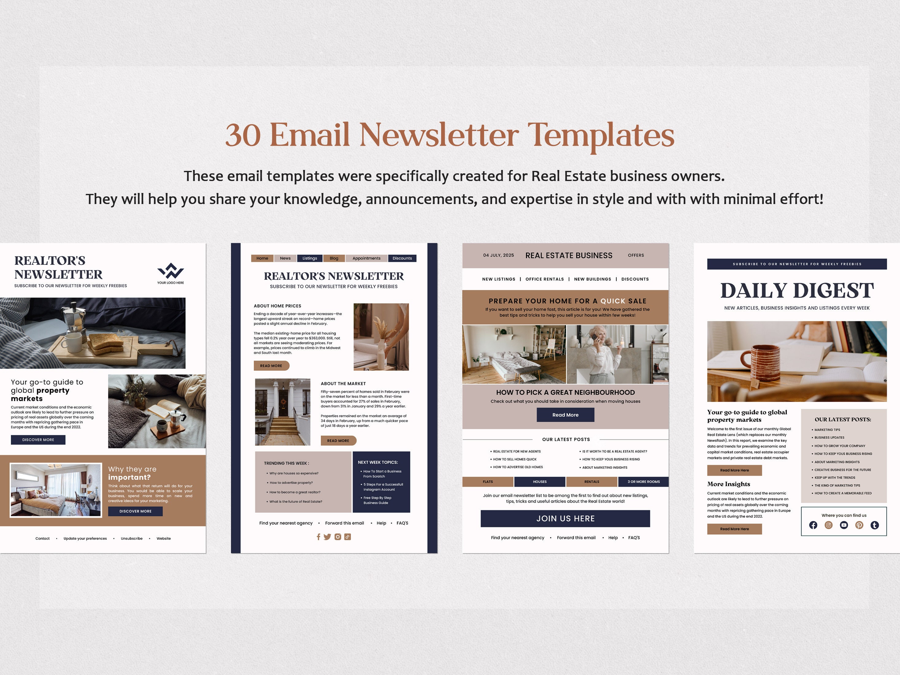 Realtor Newsletter Templates Canva Editable Email Marketing Designs for ...