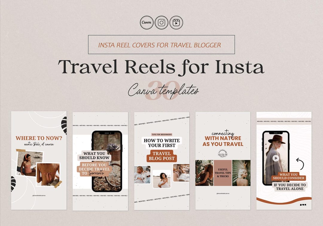 Travel Blogger Instagram Reel Covers | Editable Nostalgic Canva ...
