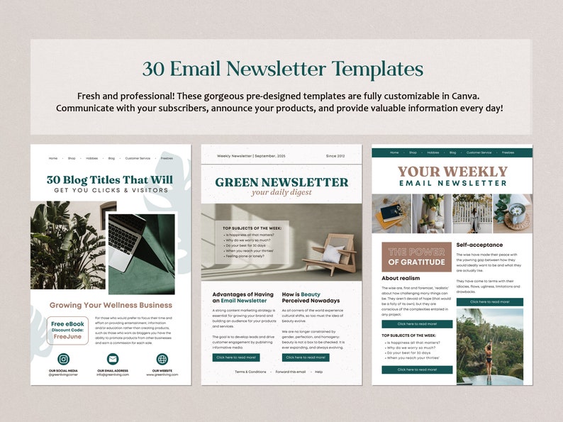 Lifestyle Email Newsletter Templates | Canva Editable Email Digest ...