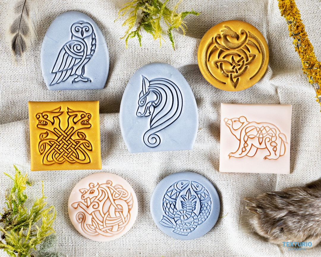 Celtic Animals Stamp Set I Polymer Clay Stamp I Pottery Stamp I Polymer ...