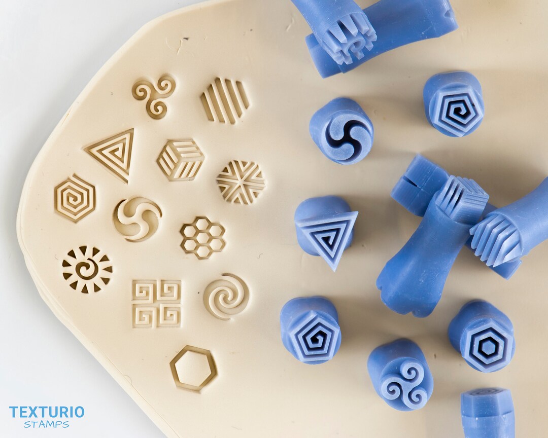 Spiral Stamp, Geometric Stamp I Pottery Stamp Set I Polymer Clay Stamp ...