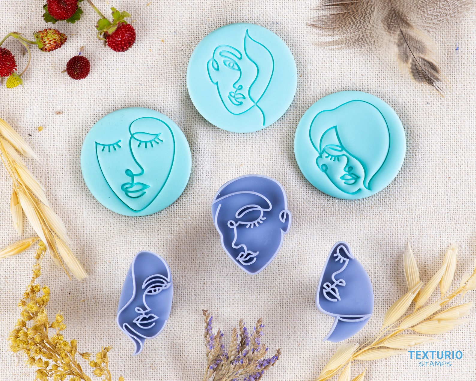 Woman Face Stamp Set I Polymer Clay Stamp I Pottery Stamp I Polymer ...
