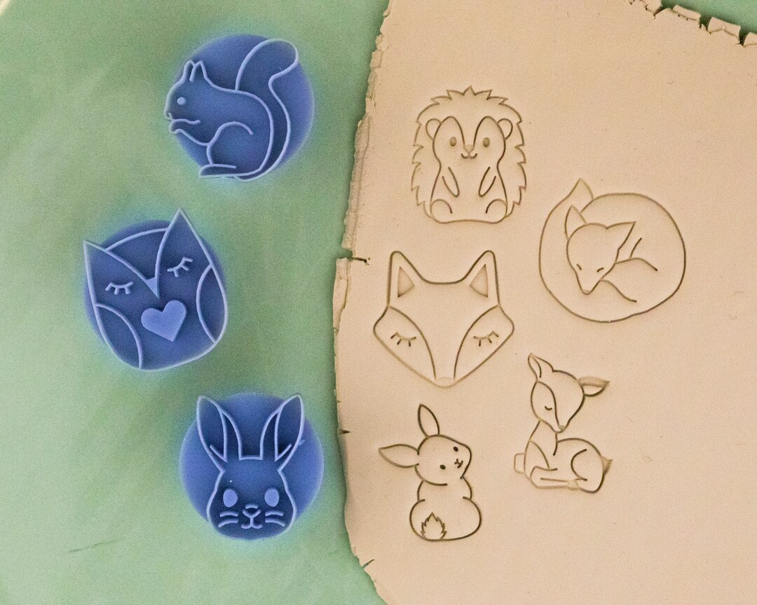 Woodland Animal Stamp Set I Polymer Clay Stamp I Pottery Stamp I ...
