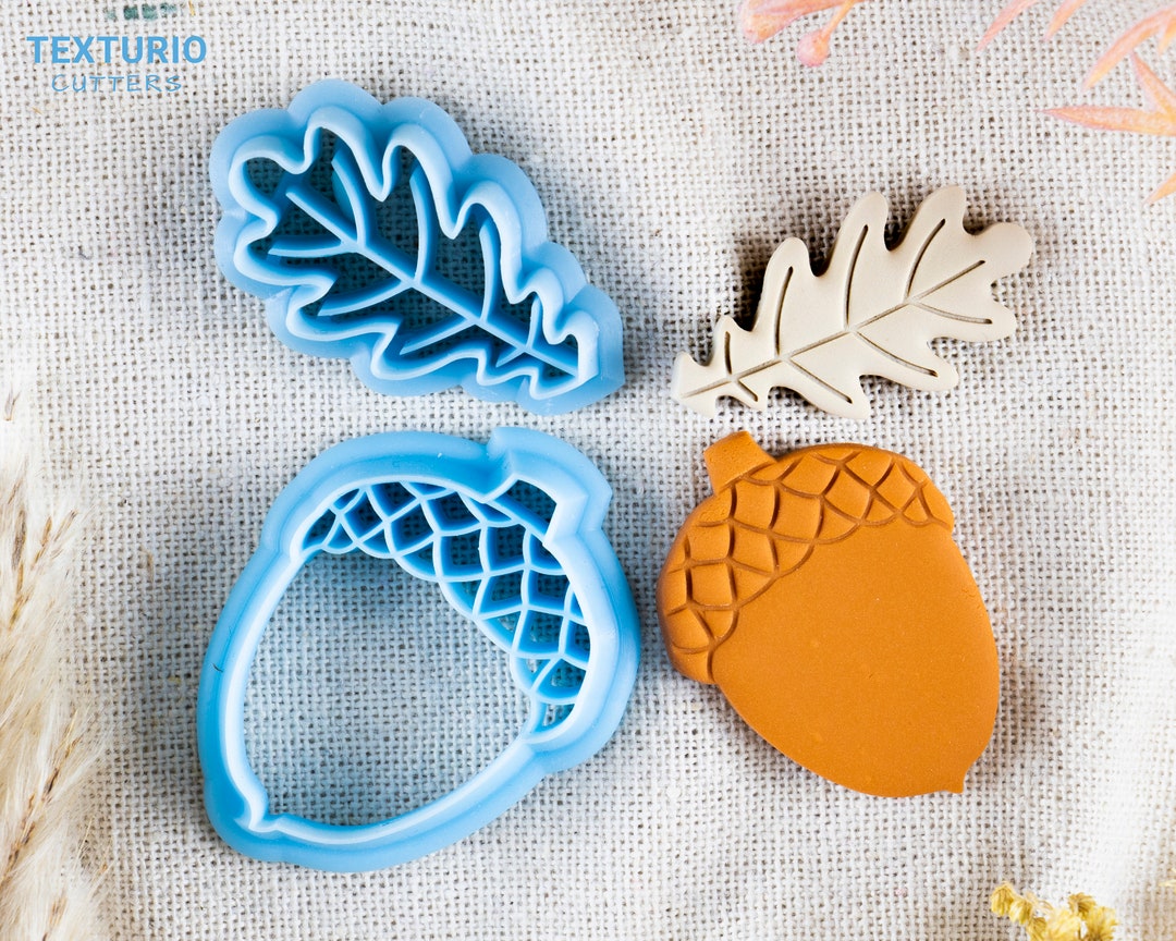 Fall Leaf Acorn Polymer Clay Cutter I Texturio Clay Cutters for Polymer ...