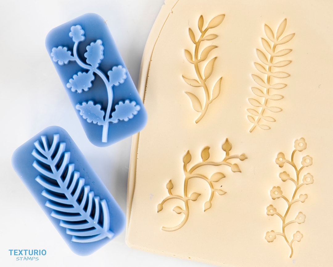 Branch Stamp, Leaf Stamp I Pottery Stamp Set I Polymer Clay Stamp I ...