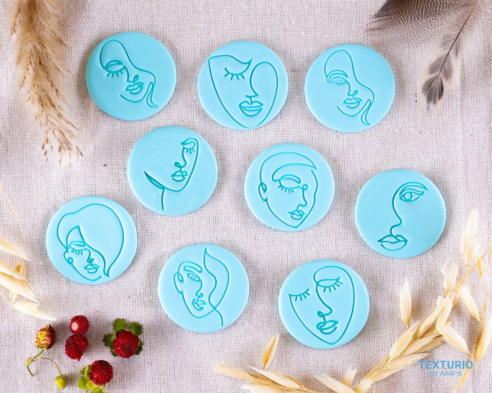 Woman Face Stamp Set I Polymer Clay Stamp I Pottery Stamp I Polymer ...