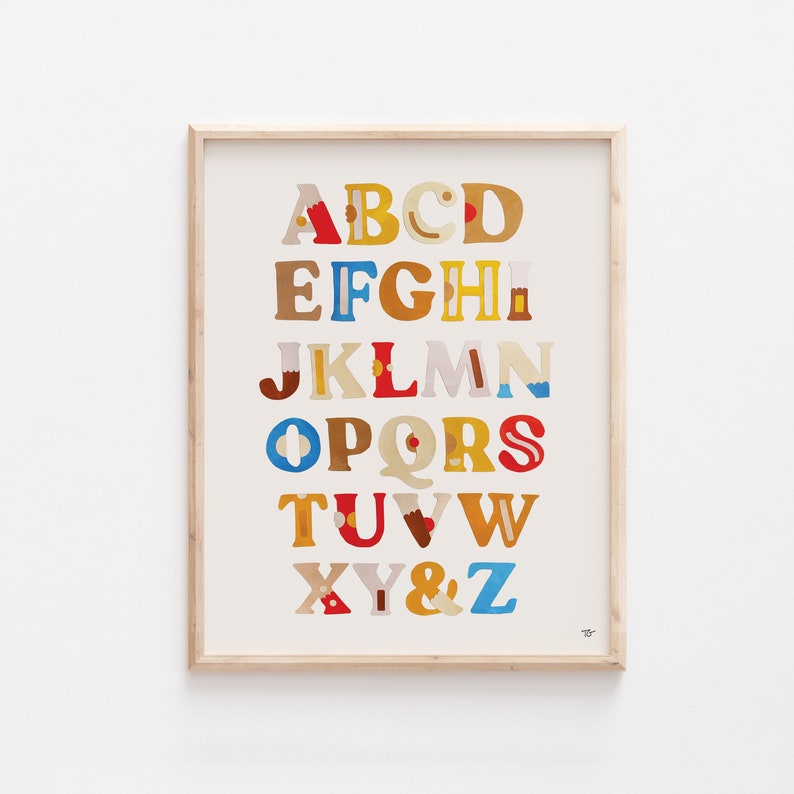 Alphabet Poster Printable Wall Art, ABC Poster, Alphabet Print, Kids ...
