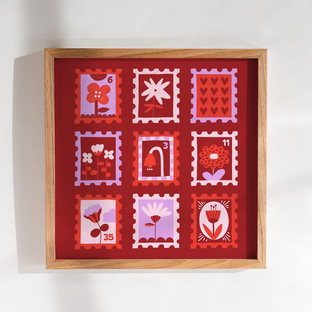 Valentines Stamp Decor Printables, Valentine Party Decor, Gallery Wall ...