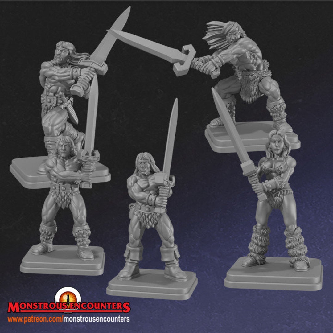Heroquest Style Monstrous Encounters Barbarians Characters X6 28mm/32mm ...
