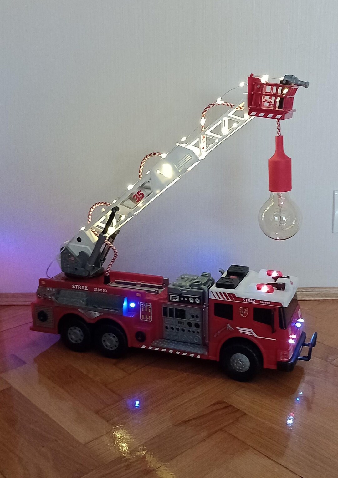 Floor Lamp, Standing Lamp, Fire Truck Lamp, Room Decoration, LED Fire ...