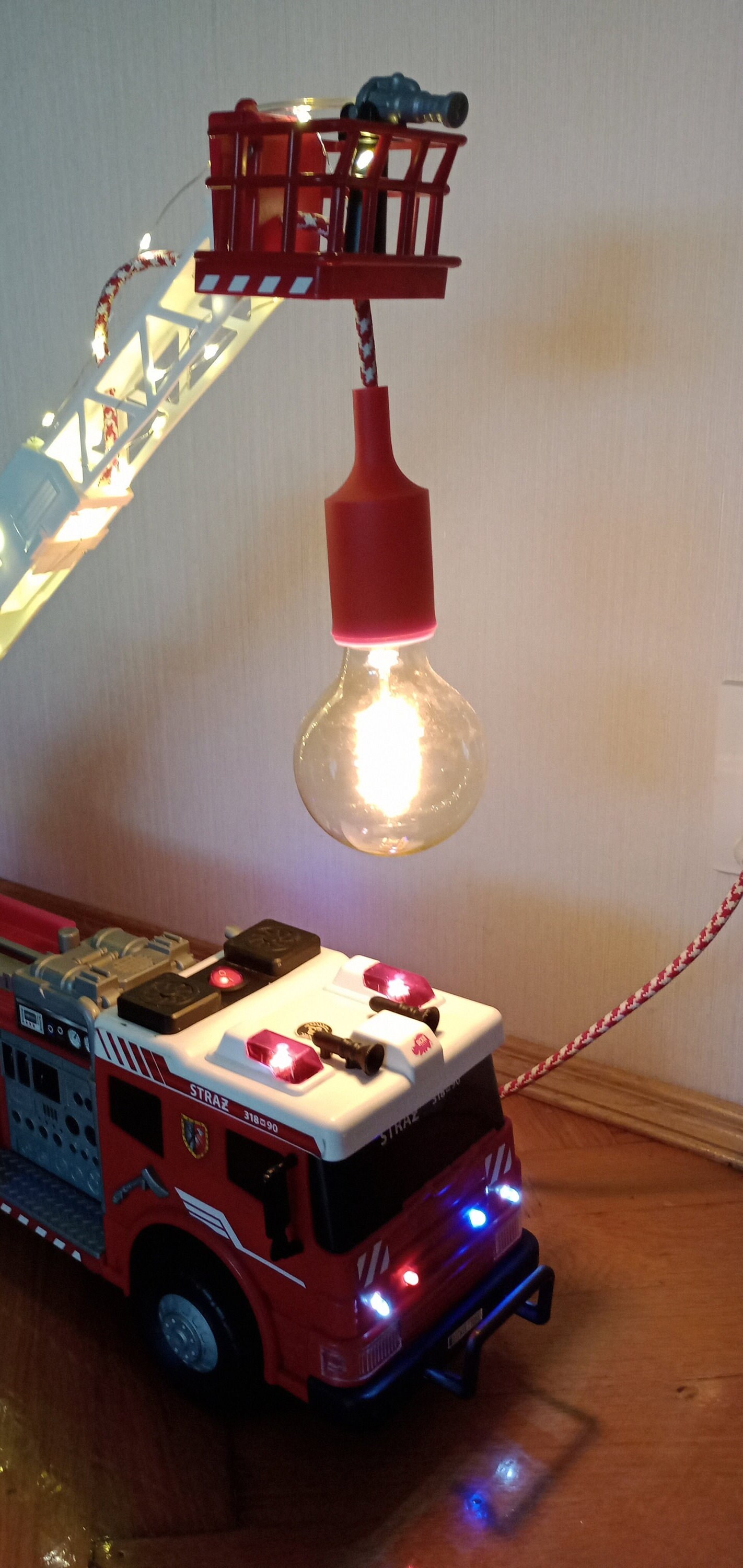 Floor Lamp, Standing Lamp, Fire Truck Lamp, Room Decoration, LED Fire ...