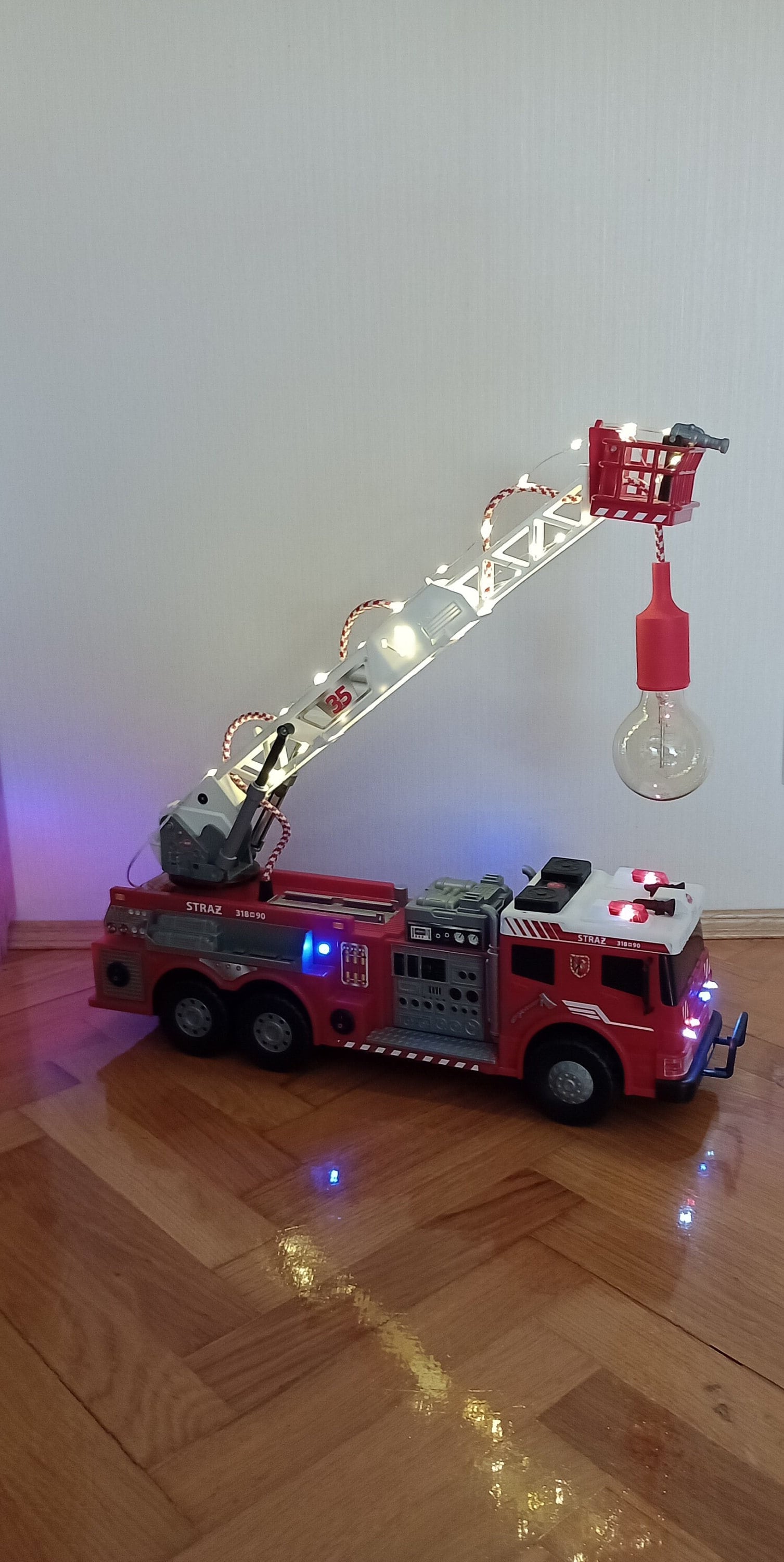 Floor Lamp, Standing Lamp, Fire Truck Lamp, Room Decoration, LED Fire ...
