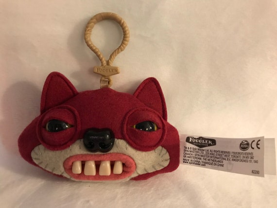 Red Fuggler Fox with teeth and button eyes Keychain and zipper | Etsy